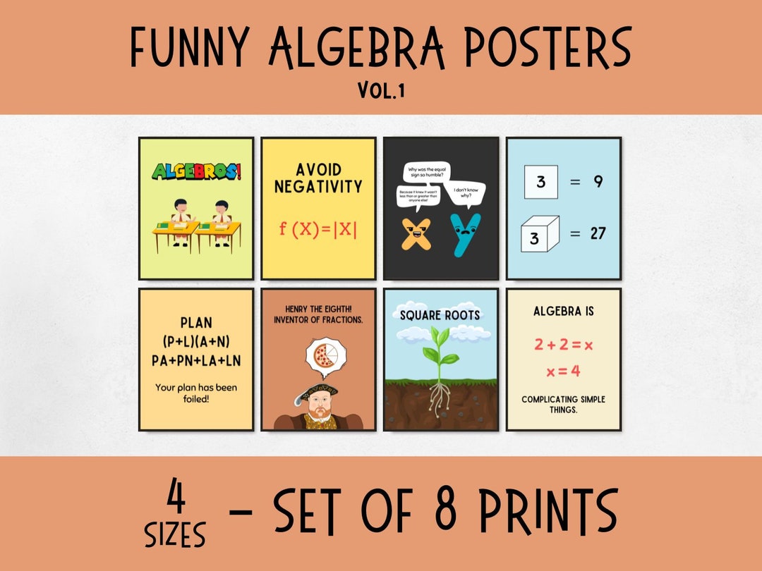 Funny Algebra Posters for Math Classroom Decor, Middle School & High ...