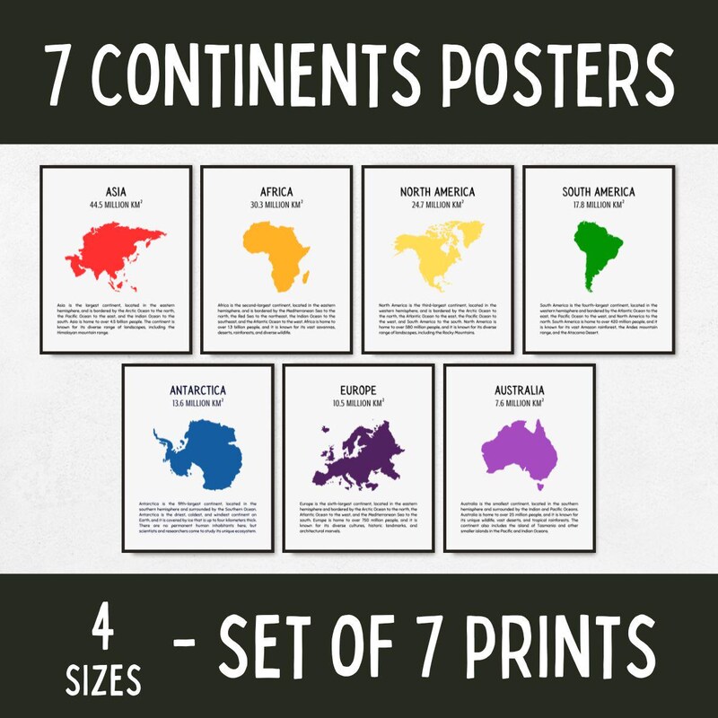 7 Continents Art - Etsy
