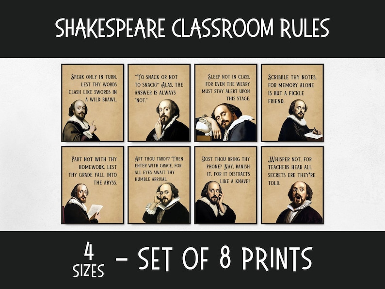 Funny Shakespeare Classroom Rules Posters for English Classroom ...
