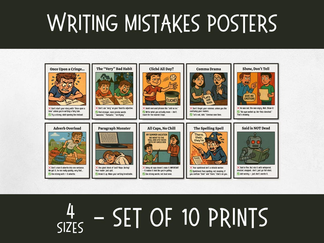 Writing Mistakes Posters for English Classroom Decor, Classroom Wall ...