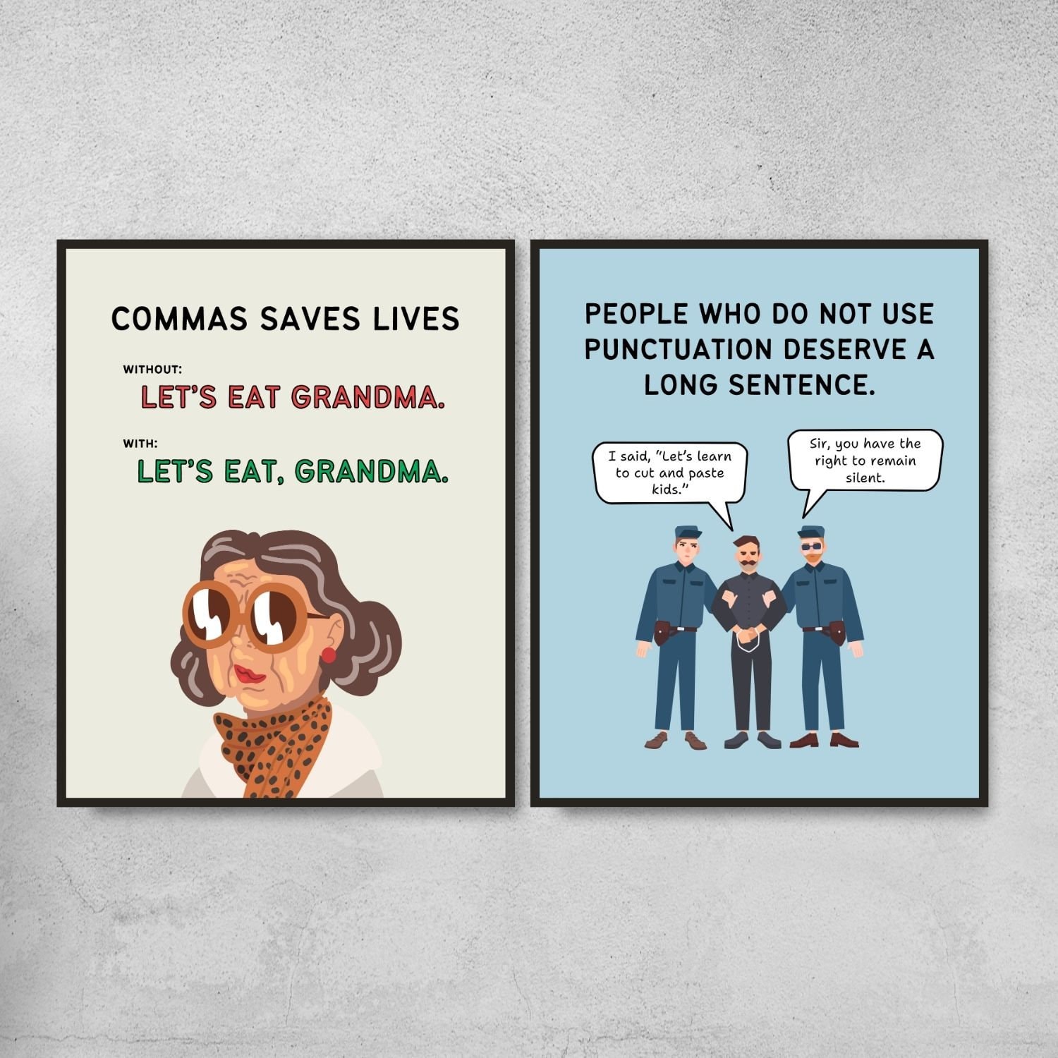 Funny Grammar Posters for English Classroom Decor, Grammar Punctuation ...