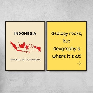 Set of 8 Funny Geography Classroom Printable Posters; Geography ...