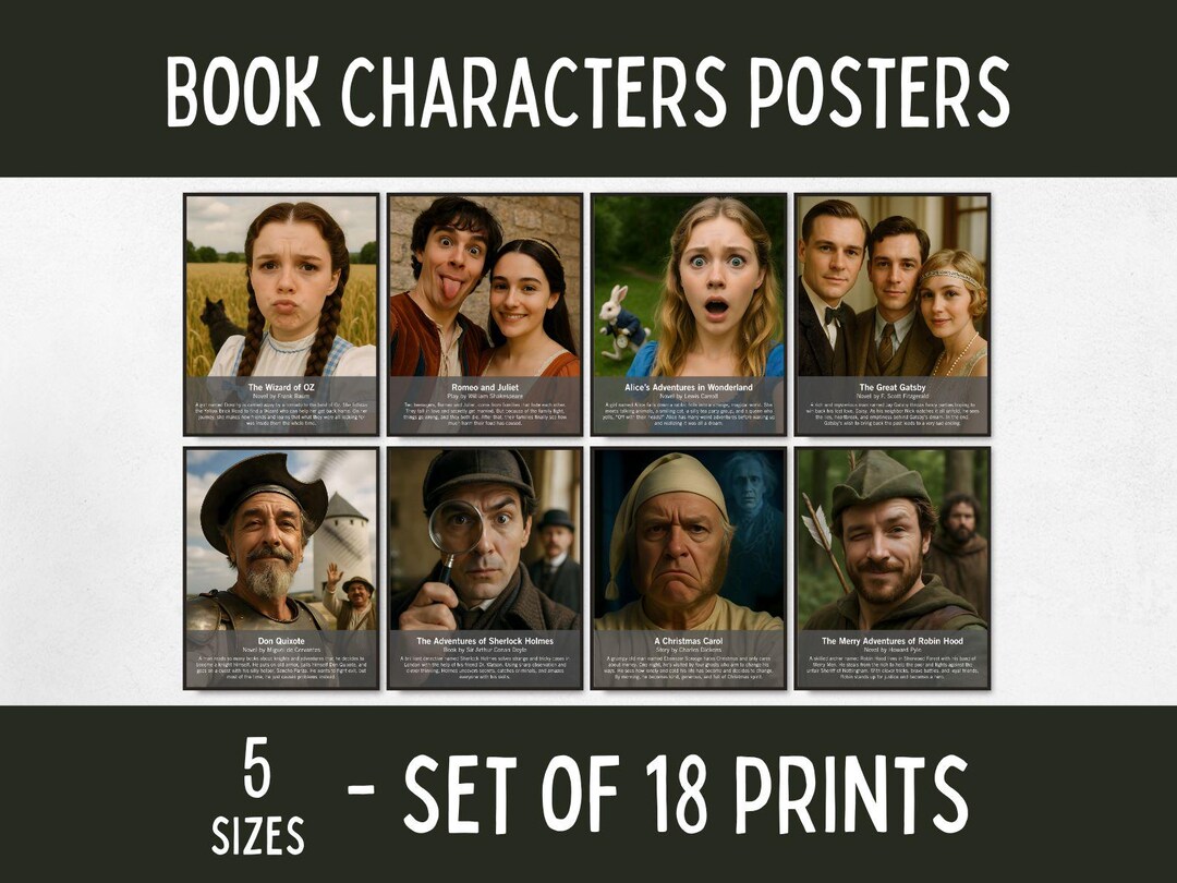 Book Character Posters, Reading Corner Posters, Literature Photo Prints ...
