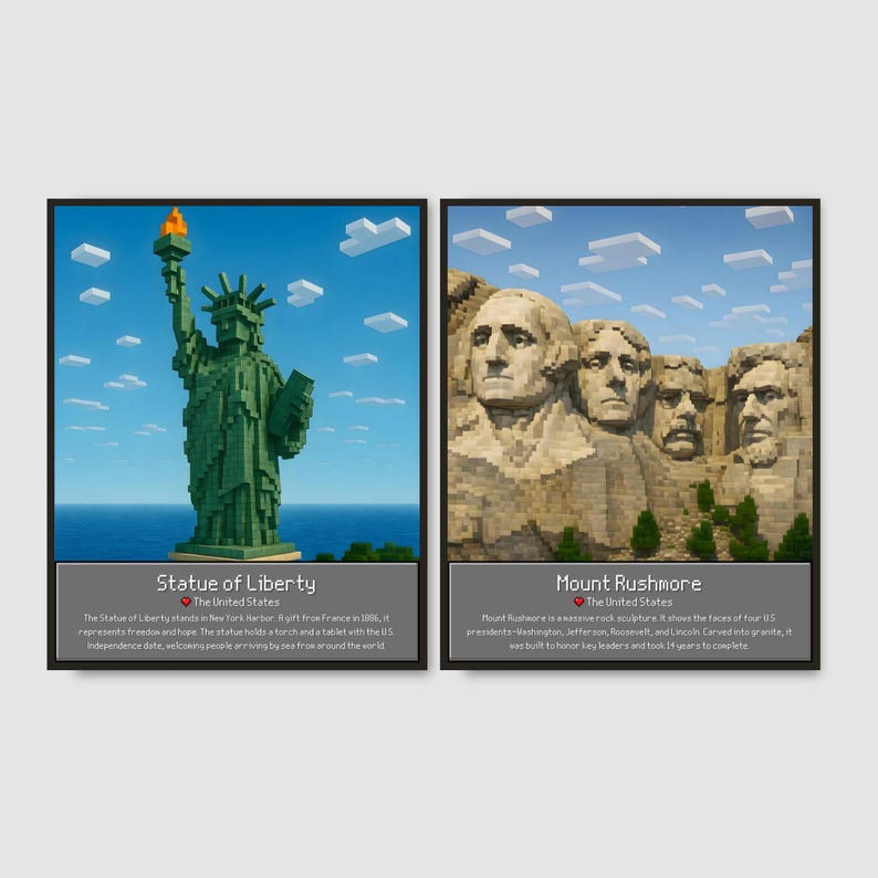 Famous Landmarks Posters & Flashcards, World Geography Classroom ...