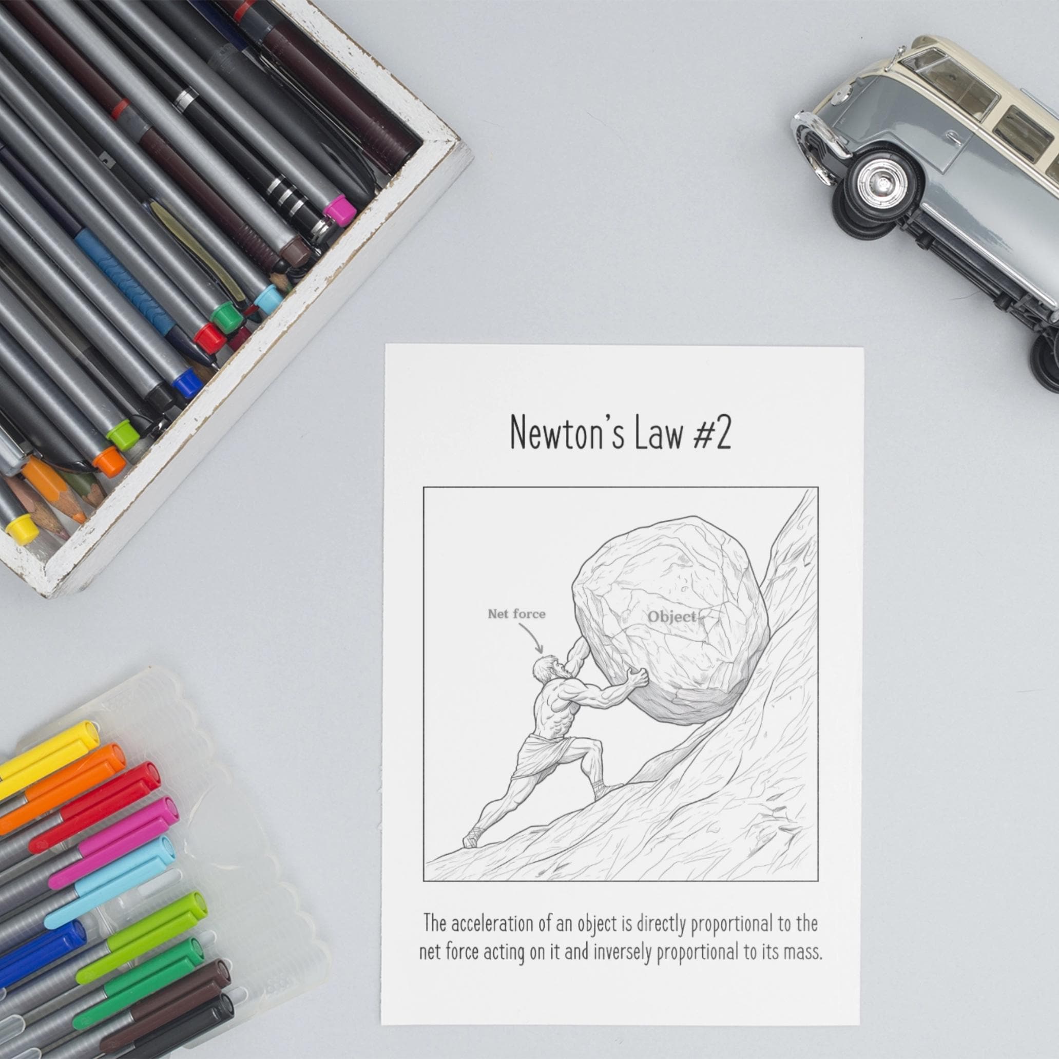 Coloring Pages of Newton's Laws of Motion, Educational Coloring Pages ...