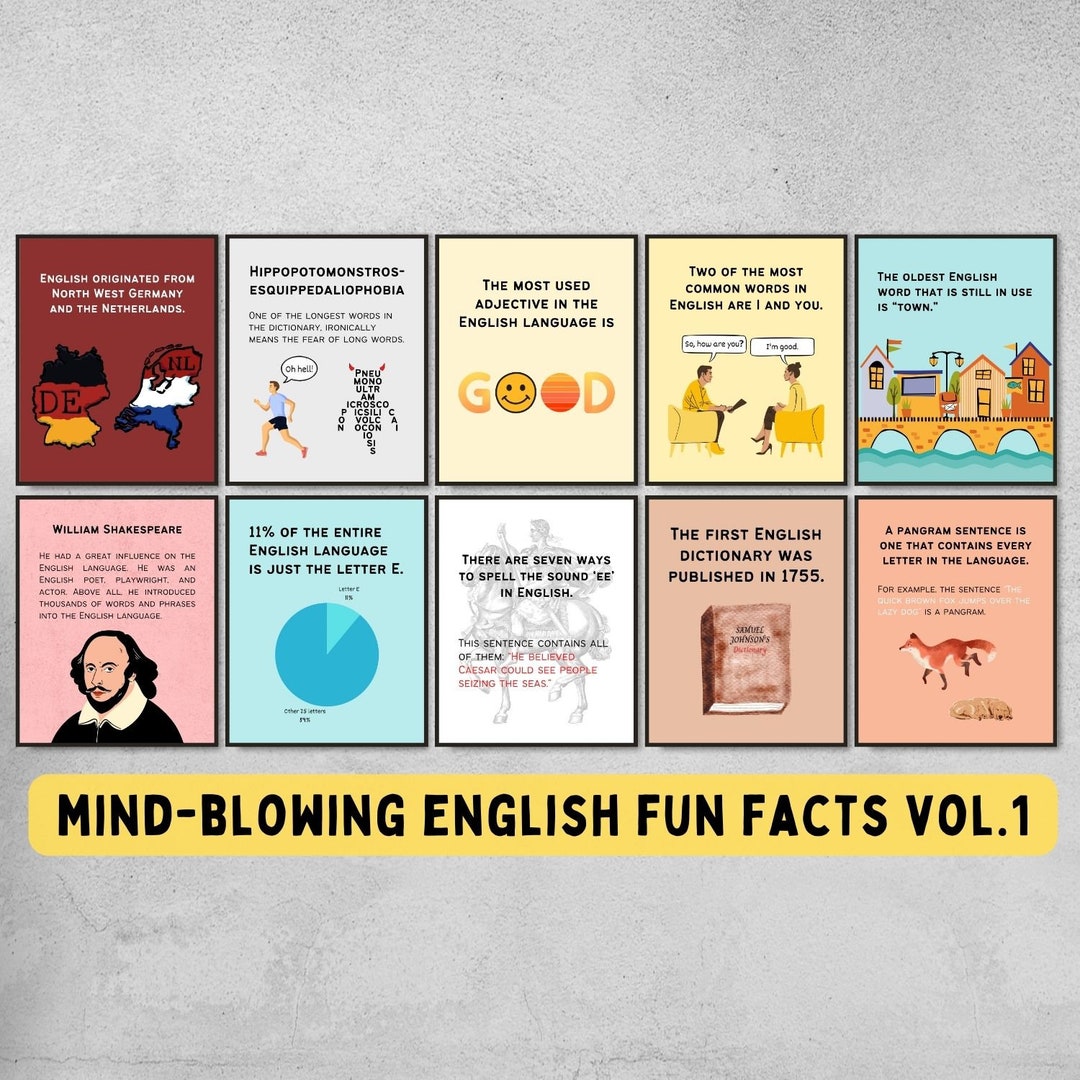 10 English Fun Facts Posters Printable for Classroom and Bulletin Board ...