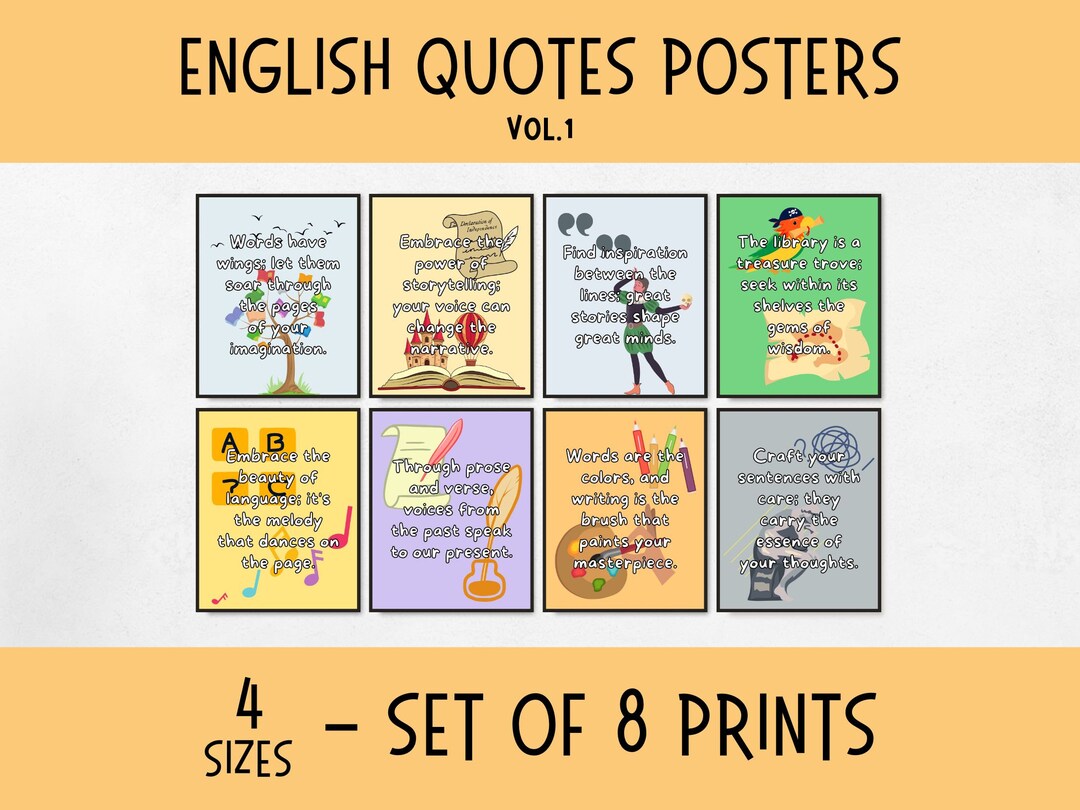 Quotes for English Classroom Decor, English Language Arts Printable ...