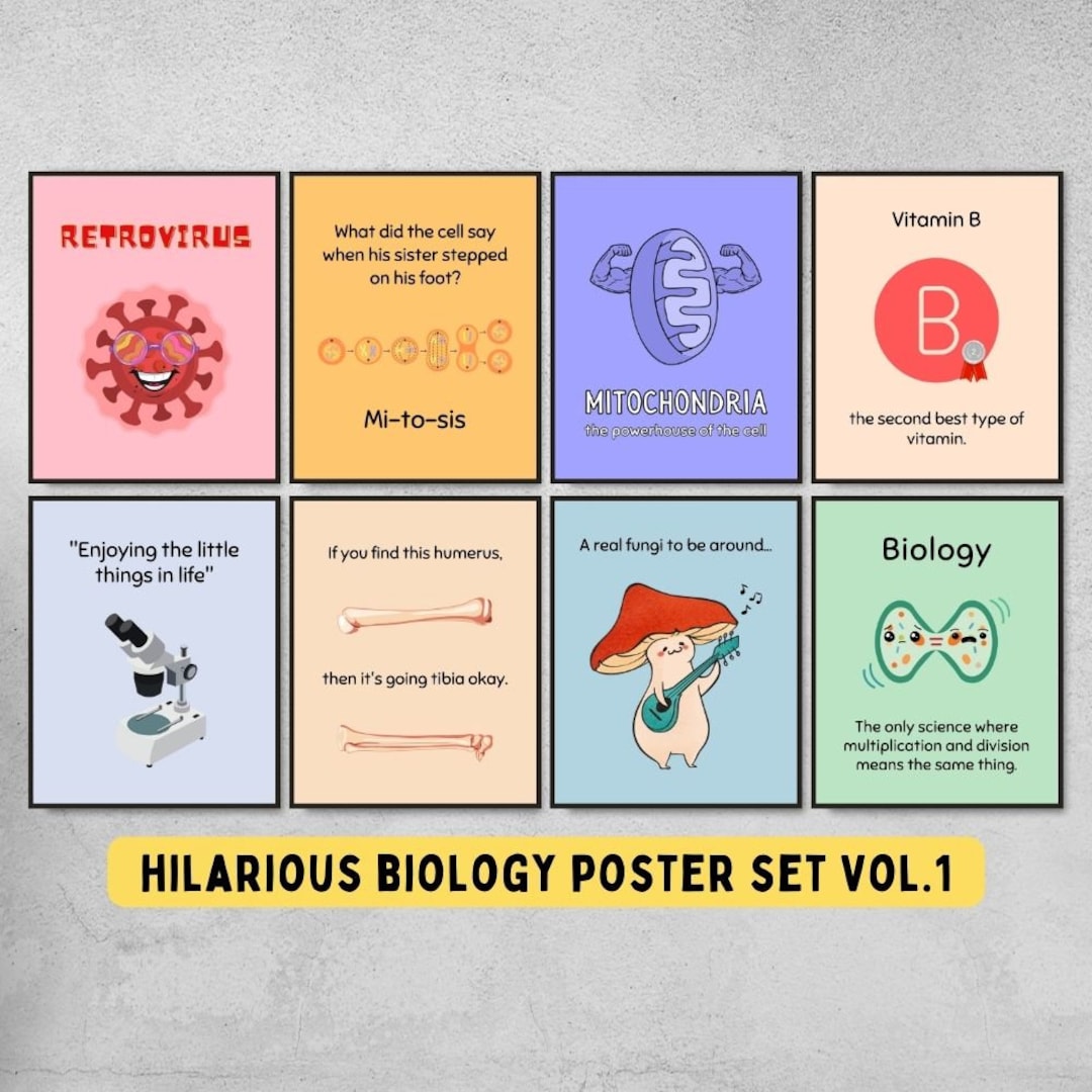 Set of 8 Funny Biology Classroom Decor, Science Class Decor for Middle ...