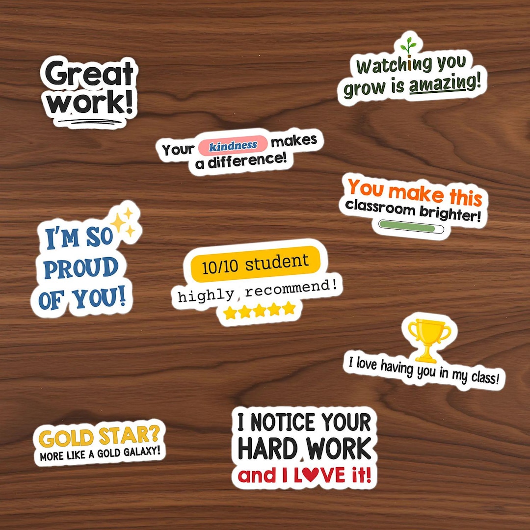 Student Appreciation Sticker Sheet, Positive Stickers as Student Reward ...