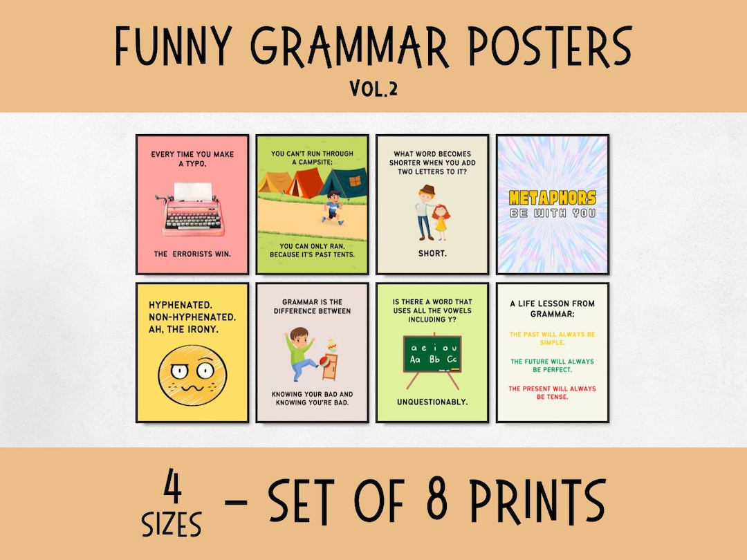 Funny Grammar Posters for English Classroom Decor, Punctuation Wall ...