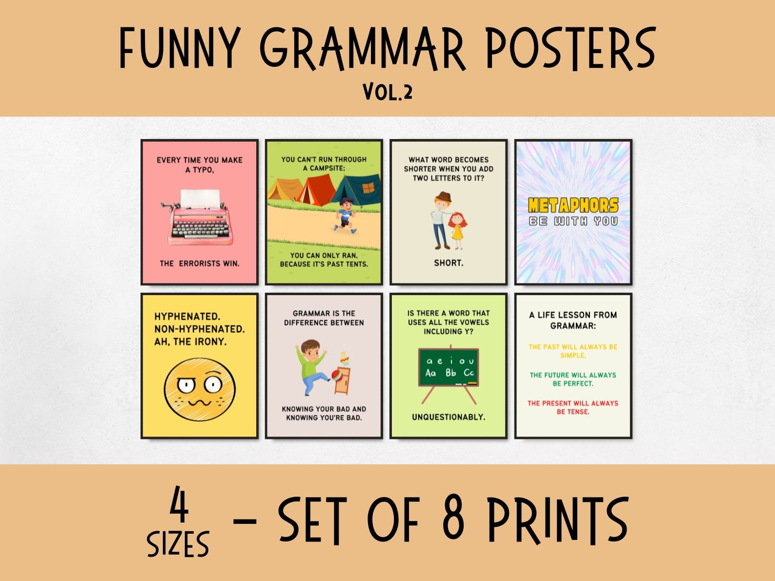 Funny Grammar Posters for English Classroom Decor, Punctuation Wall ...