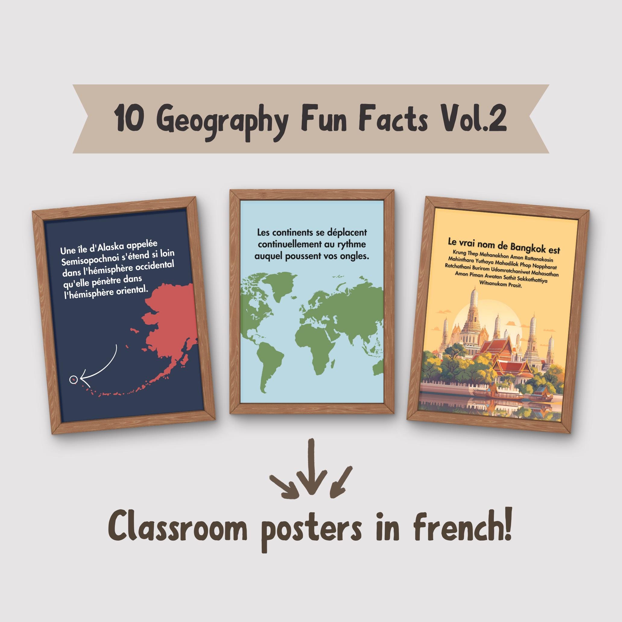 10 Geography Fun Facts Posters in French, Social Studies Classroom ...
