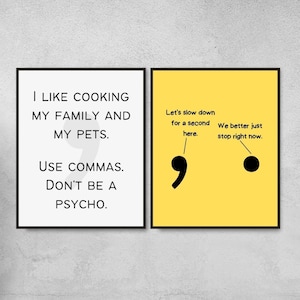 Set of 8 Funny English Classroom Posters Printable, Grammar Punctuation ...