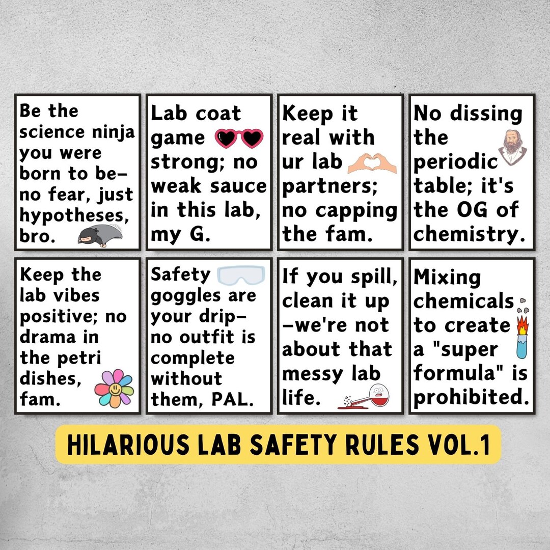 Funny Science Laboratory Rules Printable Posters, Science Classroom ...