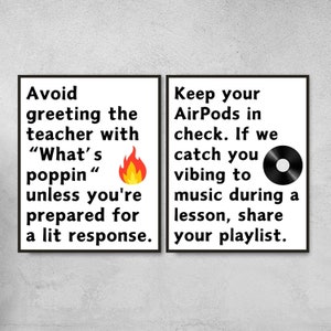 Funny Classroom Rules Printable Posters for High School, Classroom ...