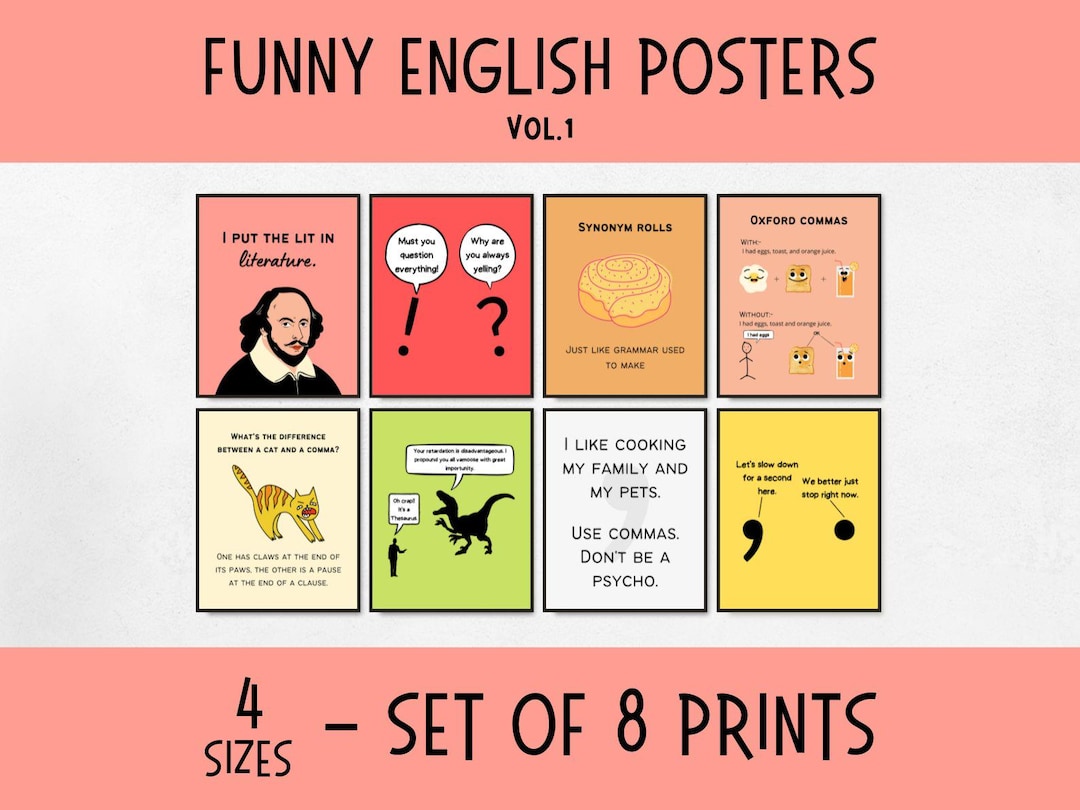 Funny English Classroom Posters, Grammar Punctuation Poster, English ...