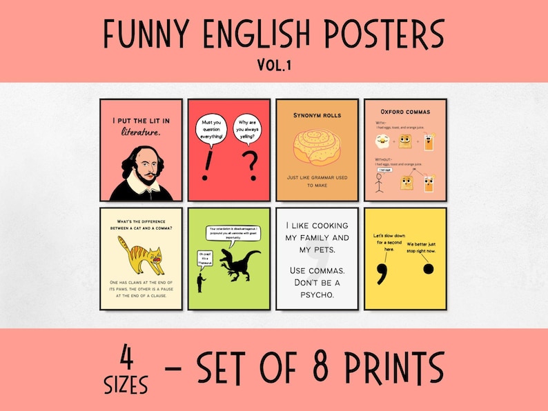 Funny English Classroom Posters, Grammar Punctuation Poster, English ...