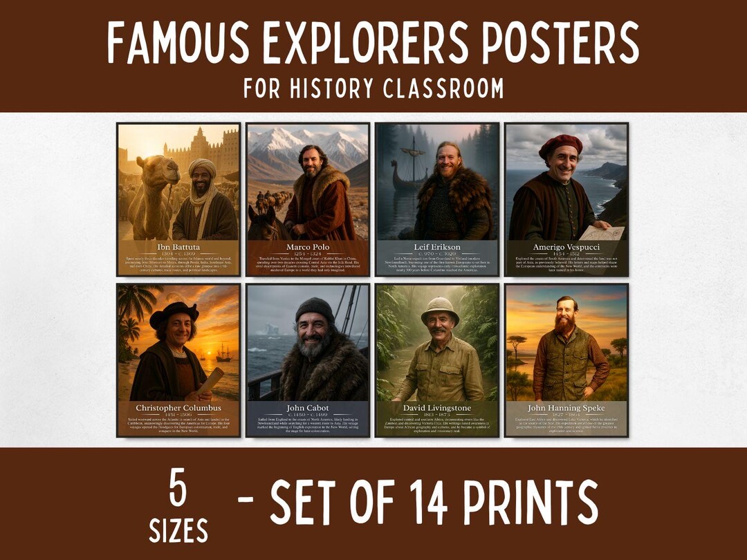 Famous Explorers History Classroom Decor and Flashcards, World History ...