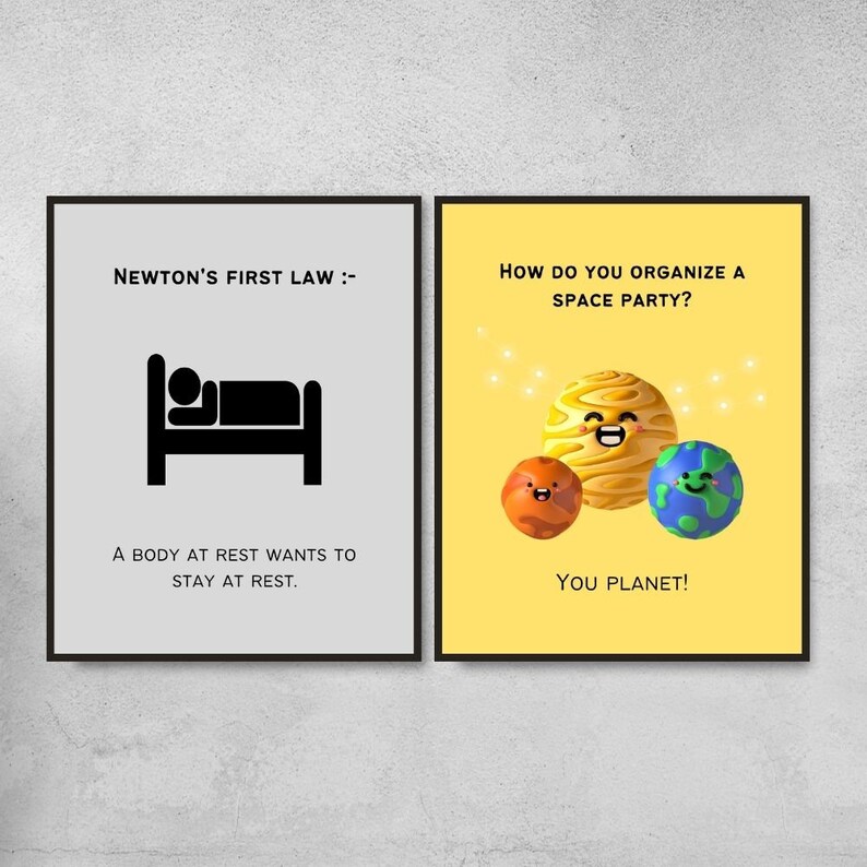 Set of 8 Funny Physics Printable Posters, Science Classroom Decor ...
