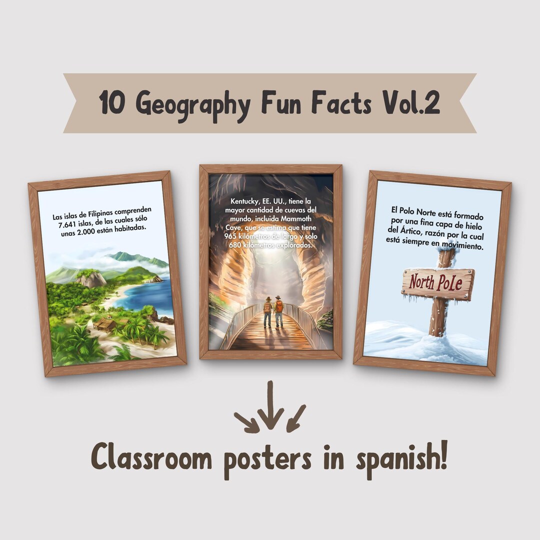 10 Geography Fun Facts Printable Posters, Geography Classroom Decor in ...