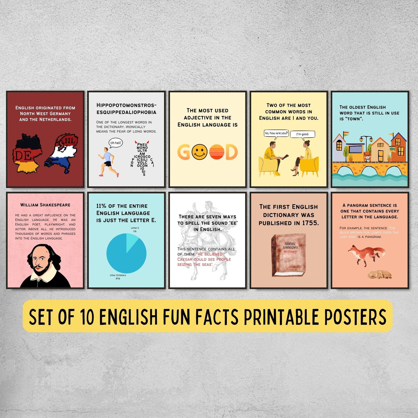 10 English Fun Facts Posters Printable for Classroom and - Etsy Australia