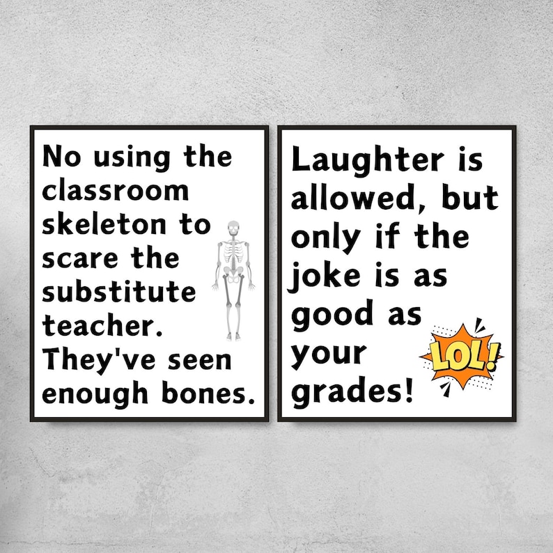 Funny Classroom Rules Printable Posters, Classroom Behavior Decor for ...