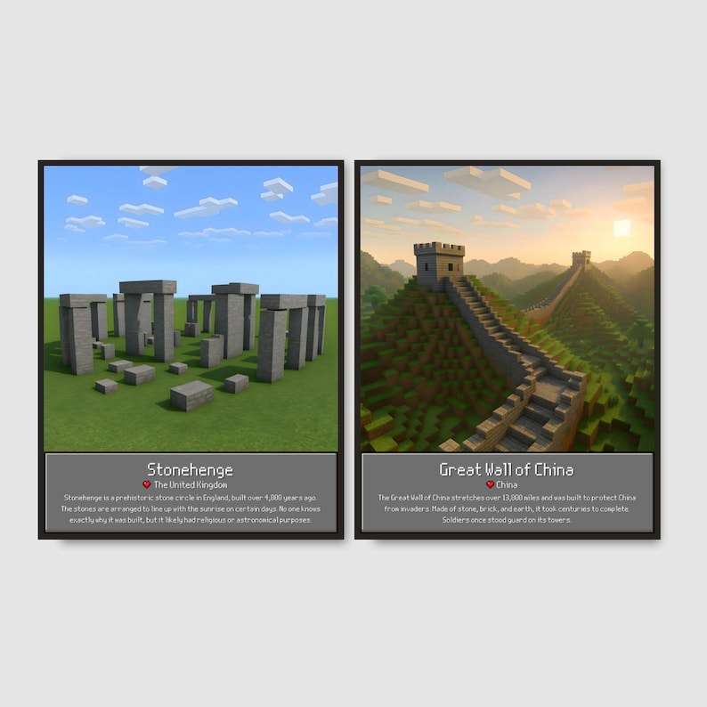 Famous Landmarks Posters & Flashcards, World Geography Classroom ...