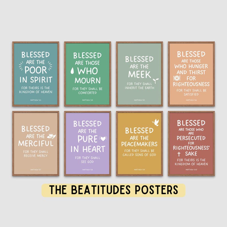 The 8 Beatitudes Posters for Kids, Preschool Classroom Decor, Prayer ...