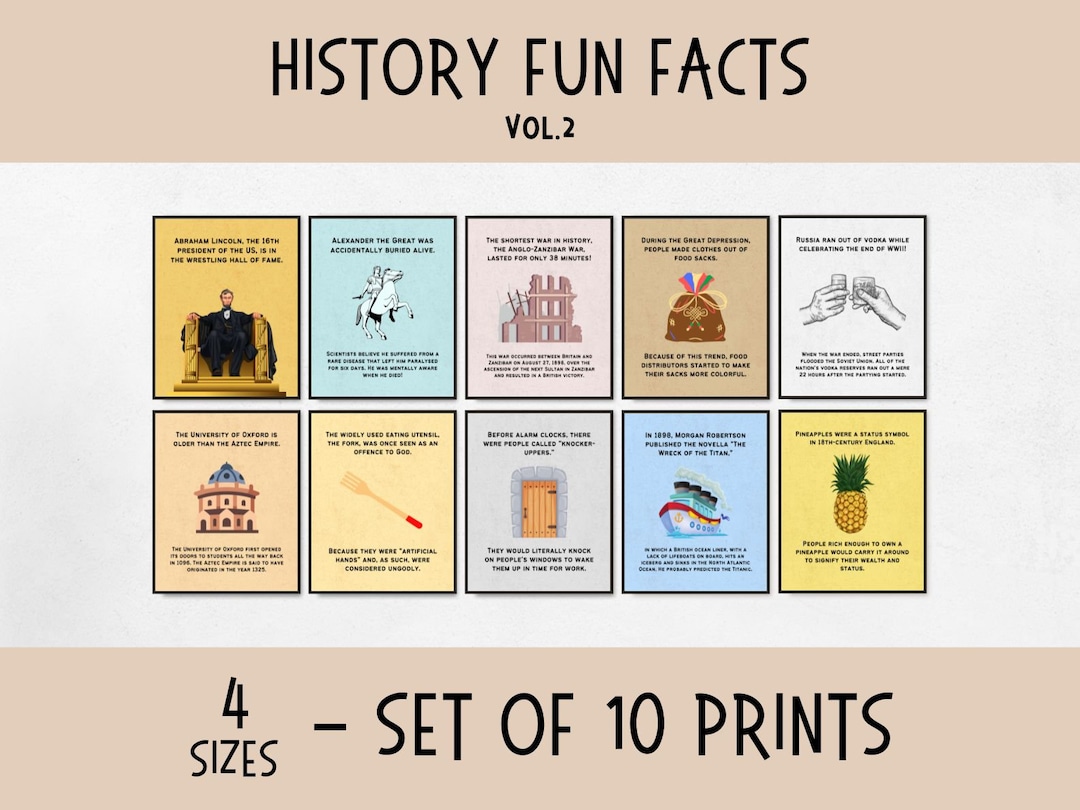 History Fun Facts Posters for History Classroom Decor, Homeschool ...