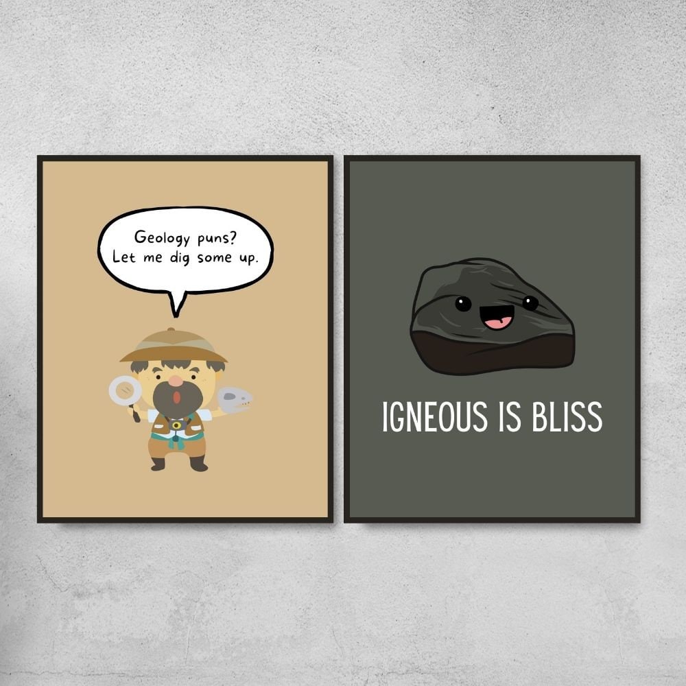 Set of 8 Funny Geology Puns and Memes Printable Posters, Geology ...