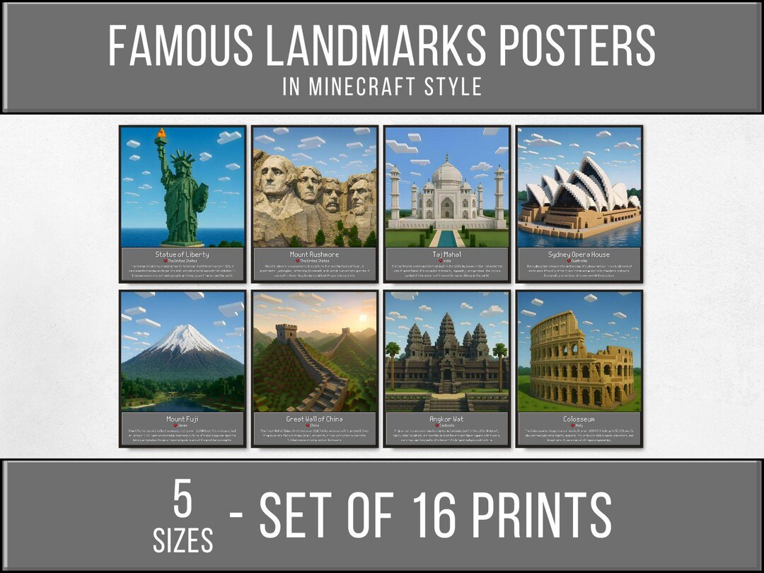 Famous Landmarks Posters & Flashcards, World Geography Classroom ...