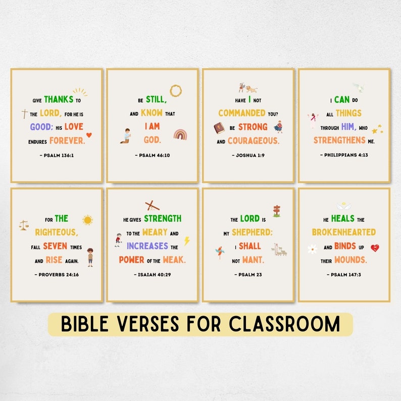 Bible Verse Posters for Classroom Decor, Pastor Office Decor, Catholic ...