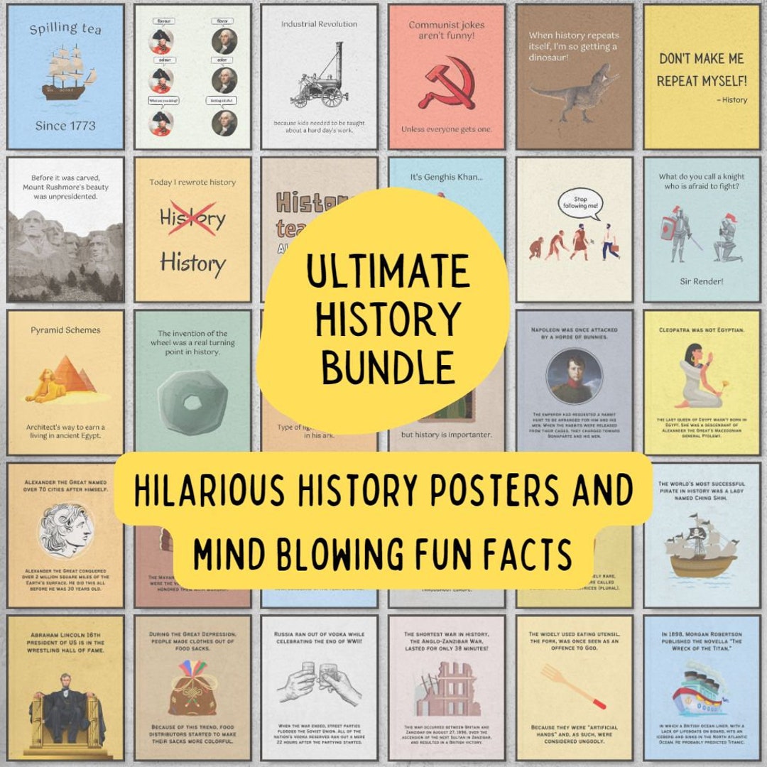 Bundle of World History Classroom Posters, Funny History Poster ...