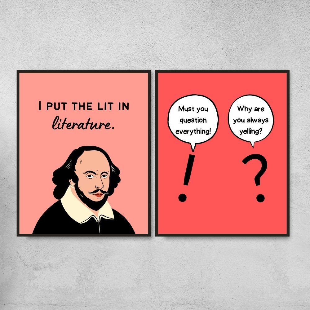 Set of 8 Funny English Classroom Posters Printable, Grammar Punctuation ...