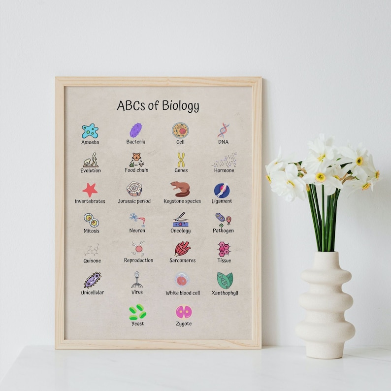 Abcs of Biology Poster Vintage Printable Science Classroom - Etsy