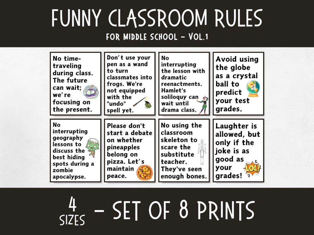 Funny Classroom Rules Printable Posters, Classroom Behavior Decor for ...