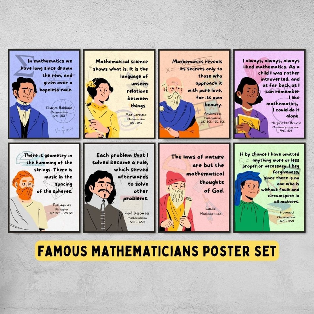 Set of 8 Famous Mathematicians Quotes Printable Posters, Math Classroom ...