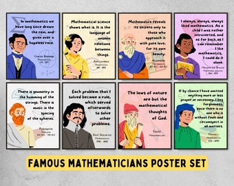 Famous Mathematicians Posters set of 8 Printable, Math Classroom Decor ...