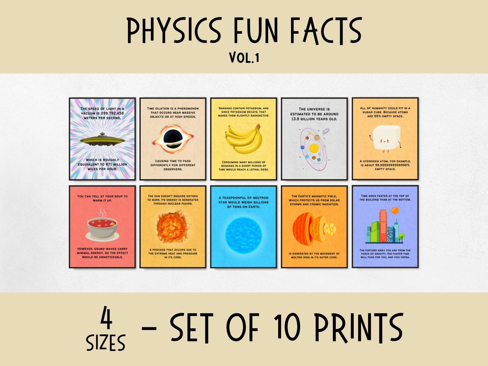 Set of 8 Physics Fun Facts Classroom Decor Printable Posters, Physics ...