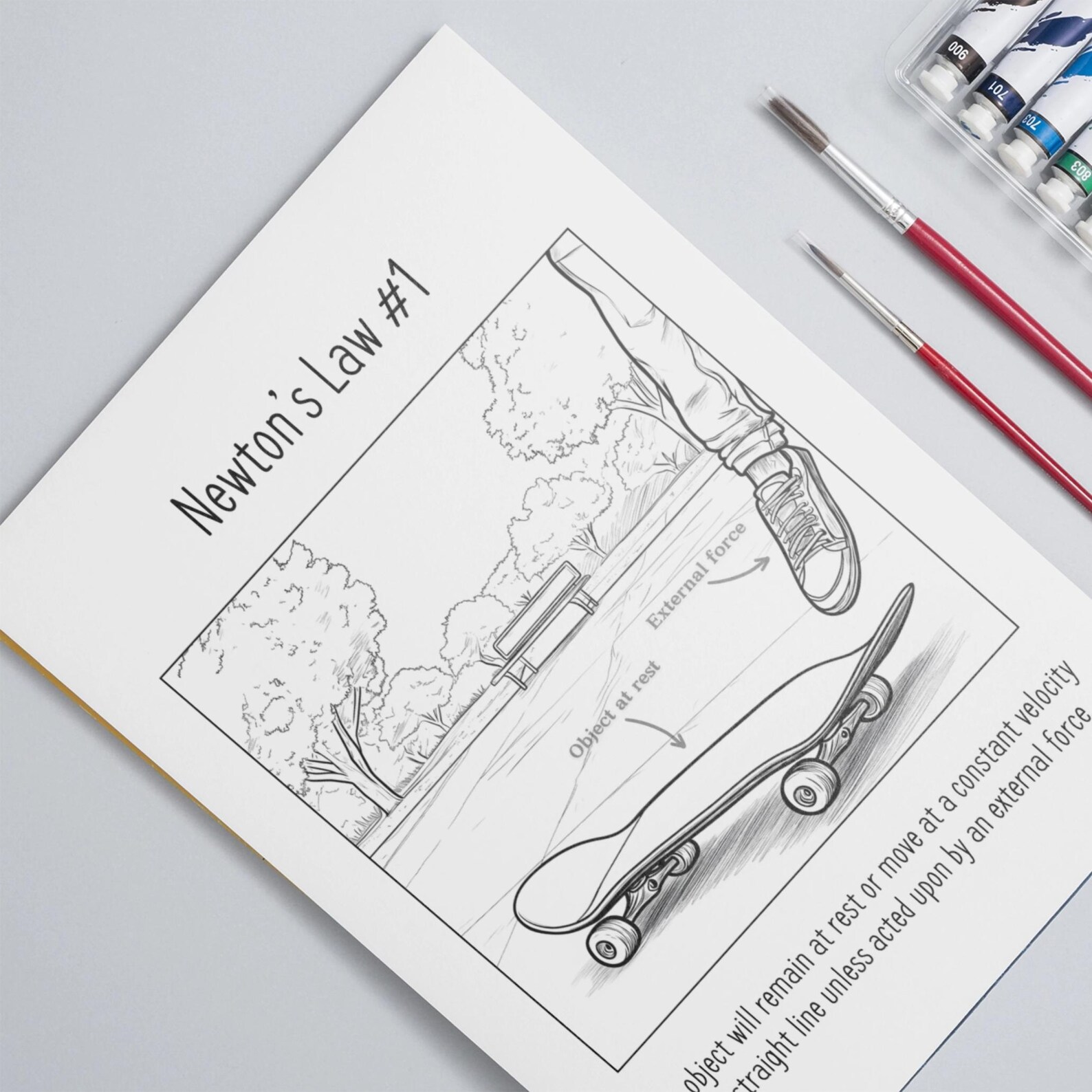 Coloring Pages of Newton's Laws of Motion, Educational Coloring Pages ...
