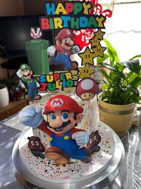 Super Mario Personalised Custom Layered Cake Topper - Etsy