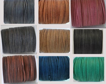 1mm Round Leather Cord 32 Colors Premium European 1mm Leather Cord LCR1 ...