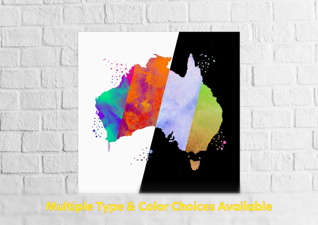 Australia Map Watercolor Australia Map Canvas Australia - Etsy