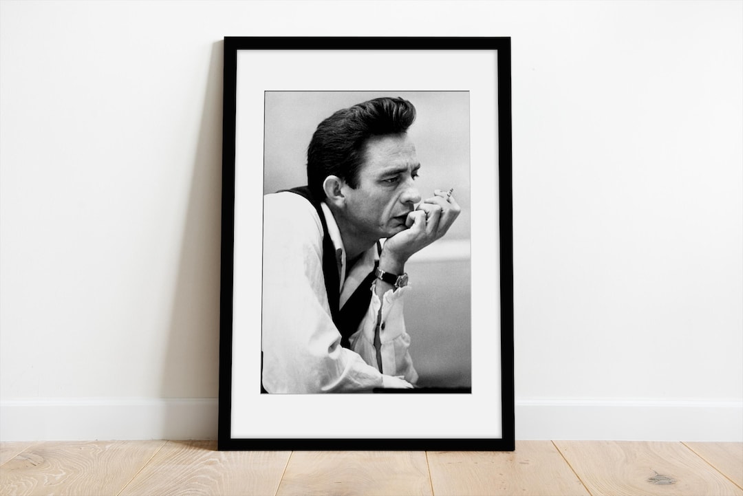 Fine Art Photo of Johnny Cash Smoking Cigarette - Framed Print With ...
