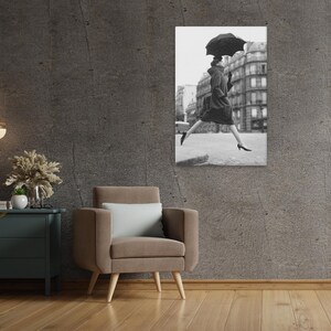Fine Art Canva of Carmen Jumping Over Puddle in Street With Umbrella ...
