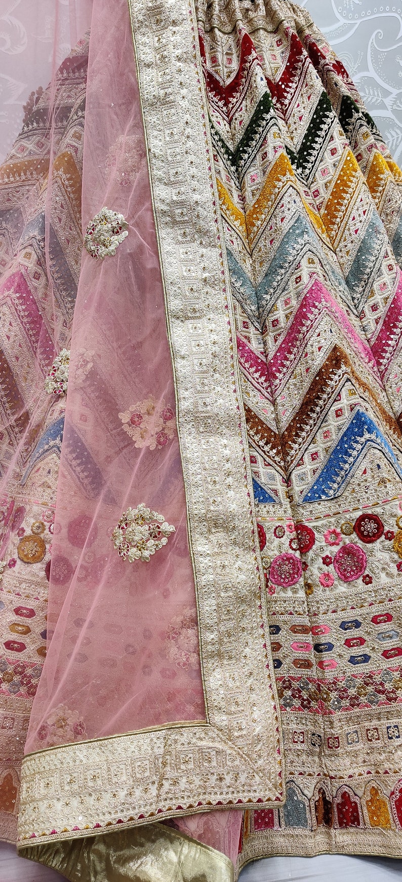 Sabyasachi Beige Color Work Bridal Lehengacholi Wedding | Etsy