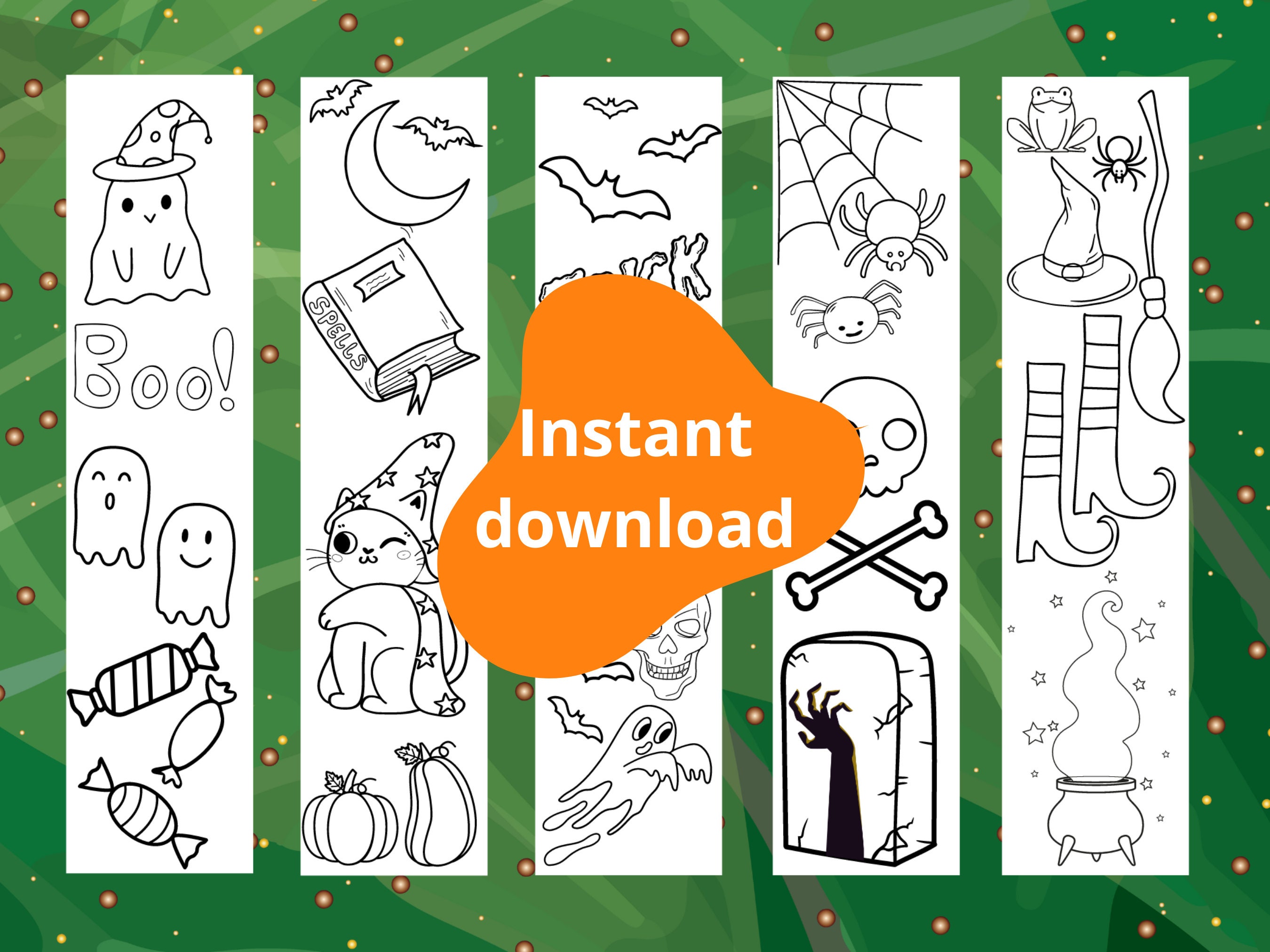 Halloween Bookmark Coloring Printable / Digital Bookmark - Etsy