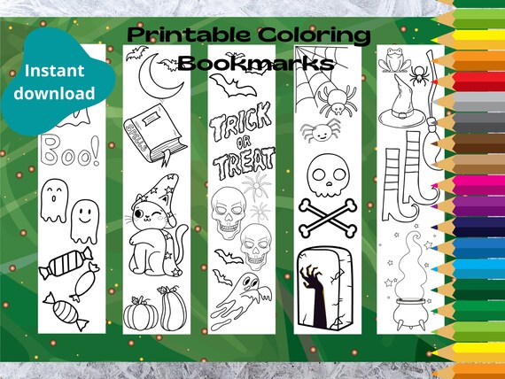 Halloween Bookmark Coloring Printable / Digital Bookmark - Etsy