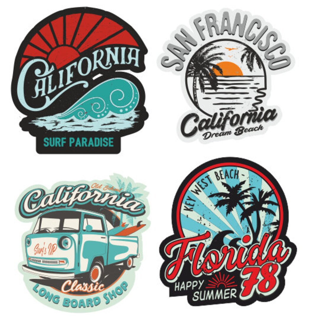 4x Surf Sticker 8 Cm Kult Sticker Set Surfing Board Beach Auto Tuning ...