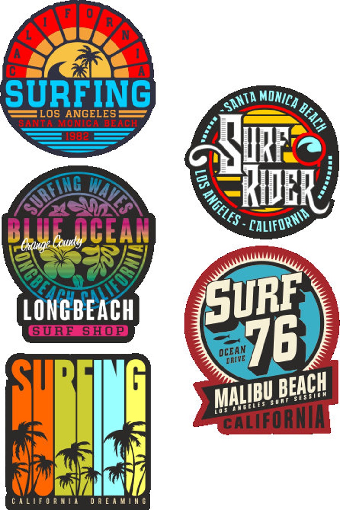 5x SURF Sticker Cult Sticker Set Beach Bus Oldtimer Hippie Youngtimer ...